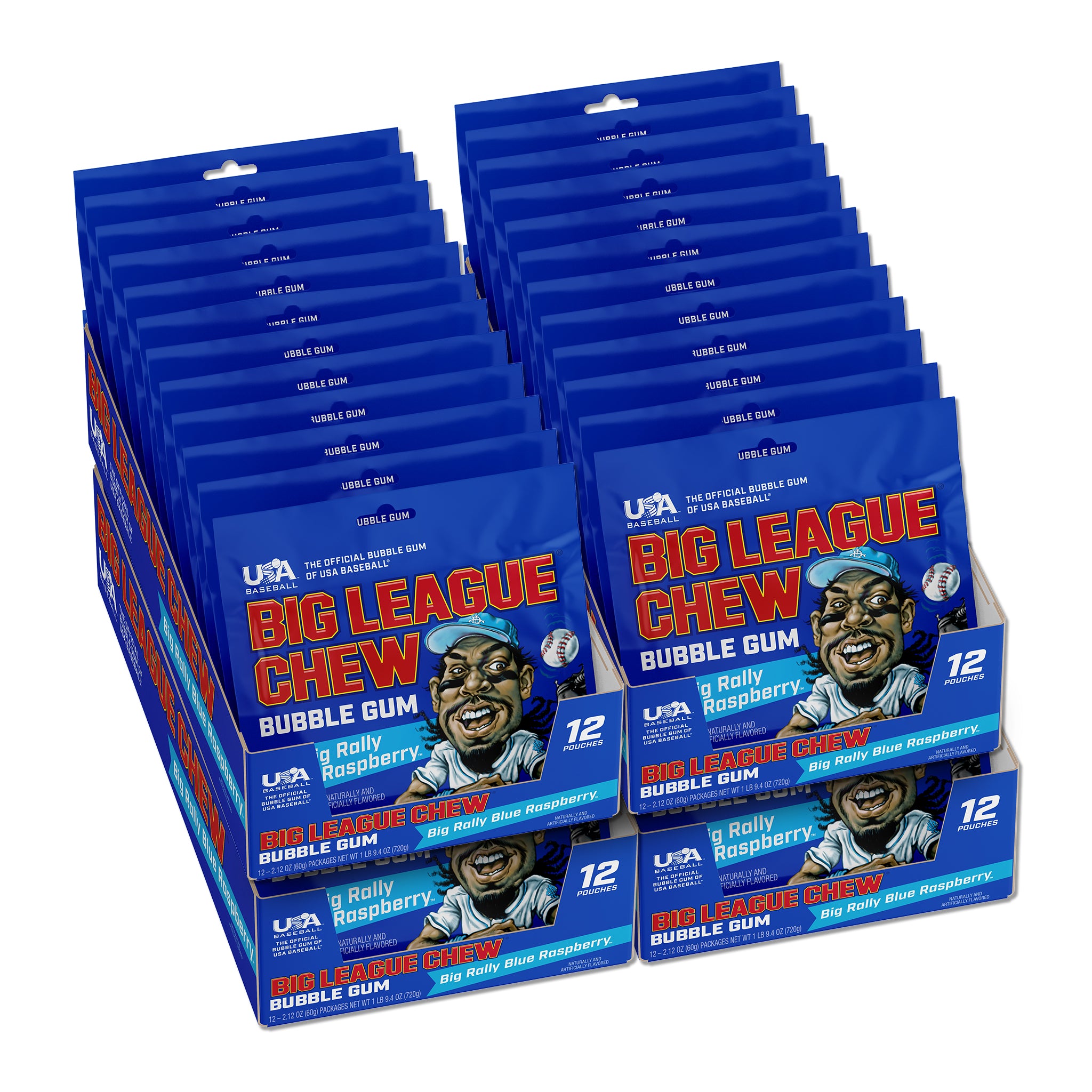 Big rally blue raspberry 4ct case - 48 pouches – Big League Chew 2025